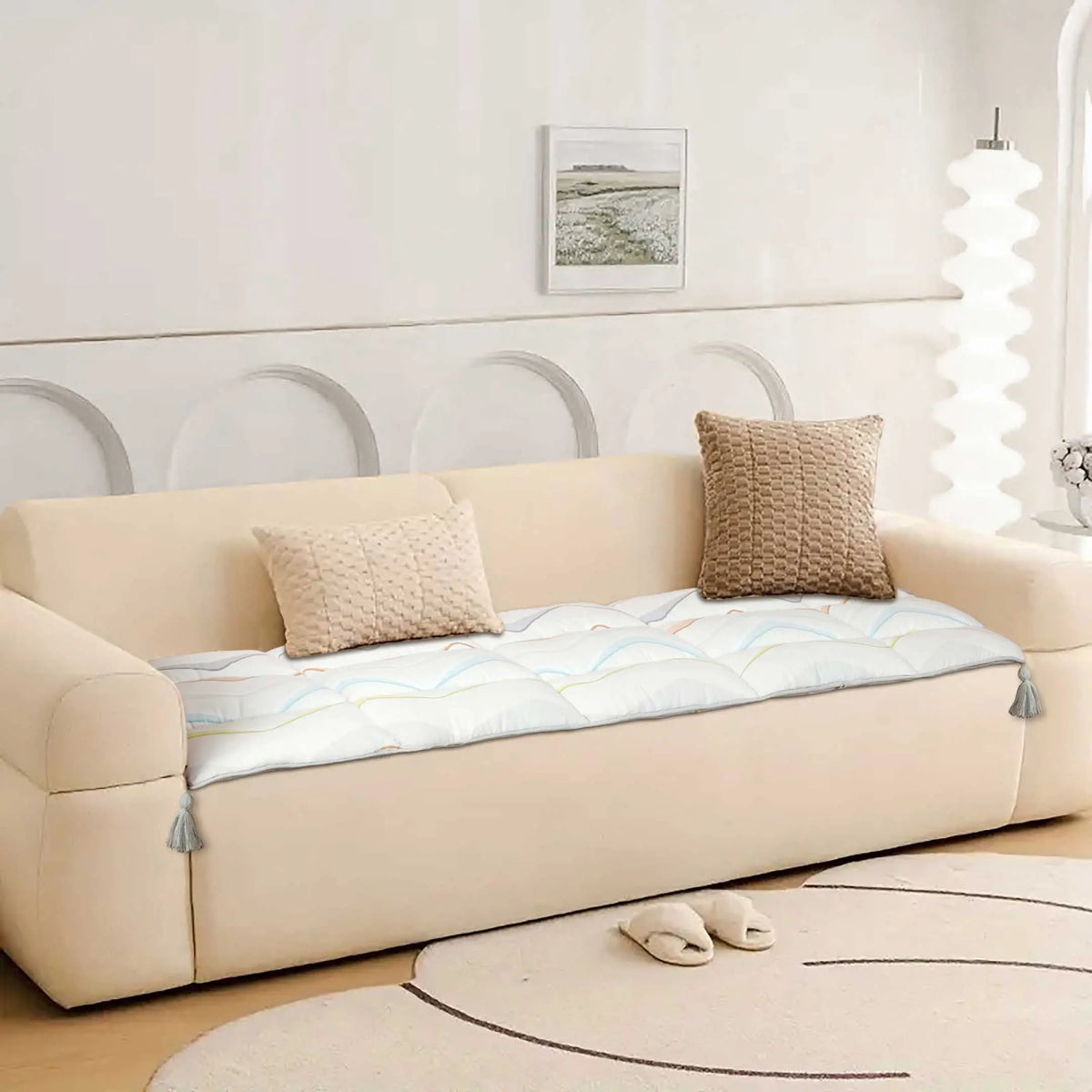 Retro Flow Quilted Sofa Topper — Cotton Passion