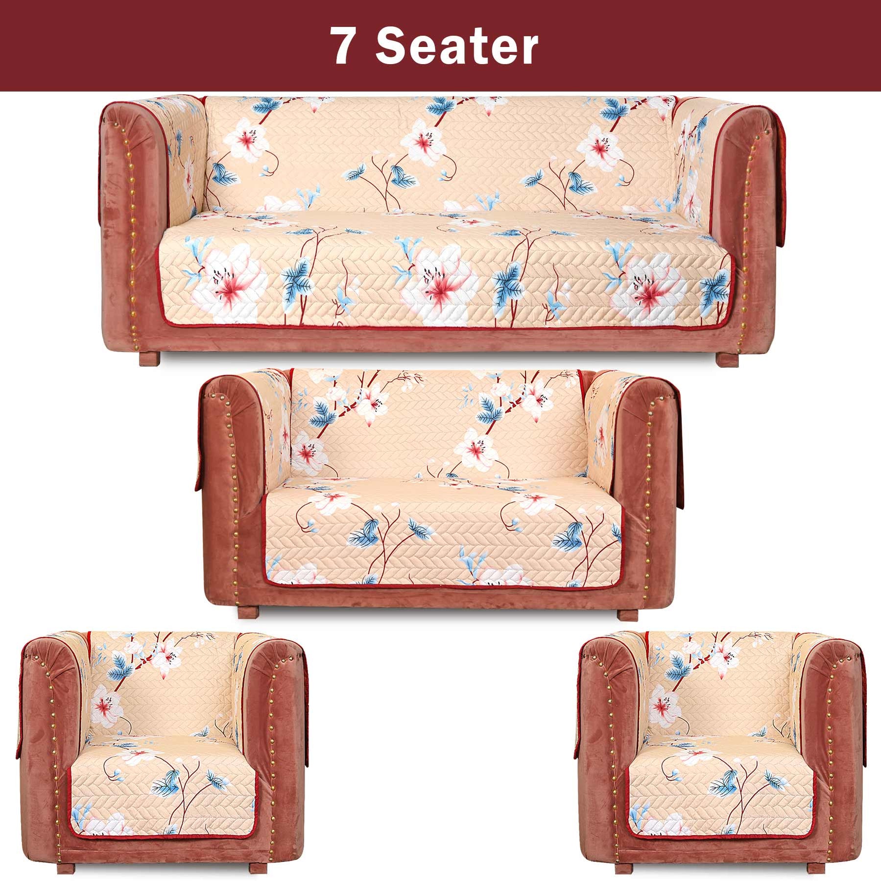 White Lily Quilted Sofa Cover Set — Cotton Passion