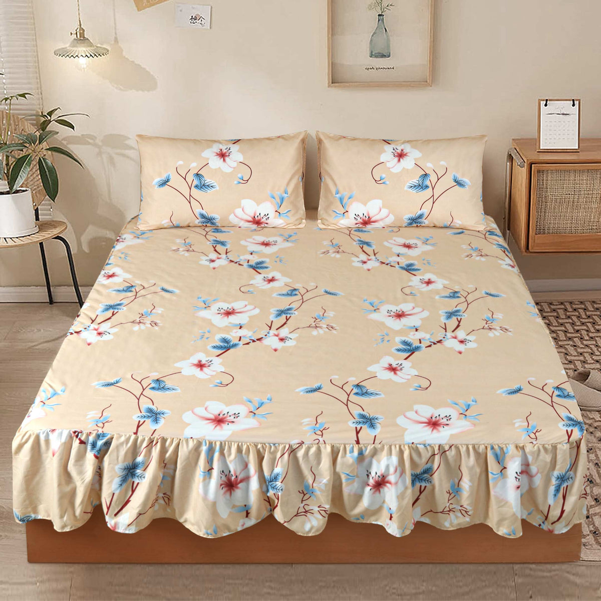 White Lilly Ruffled Fitted Sheet — Cotton Passion